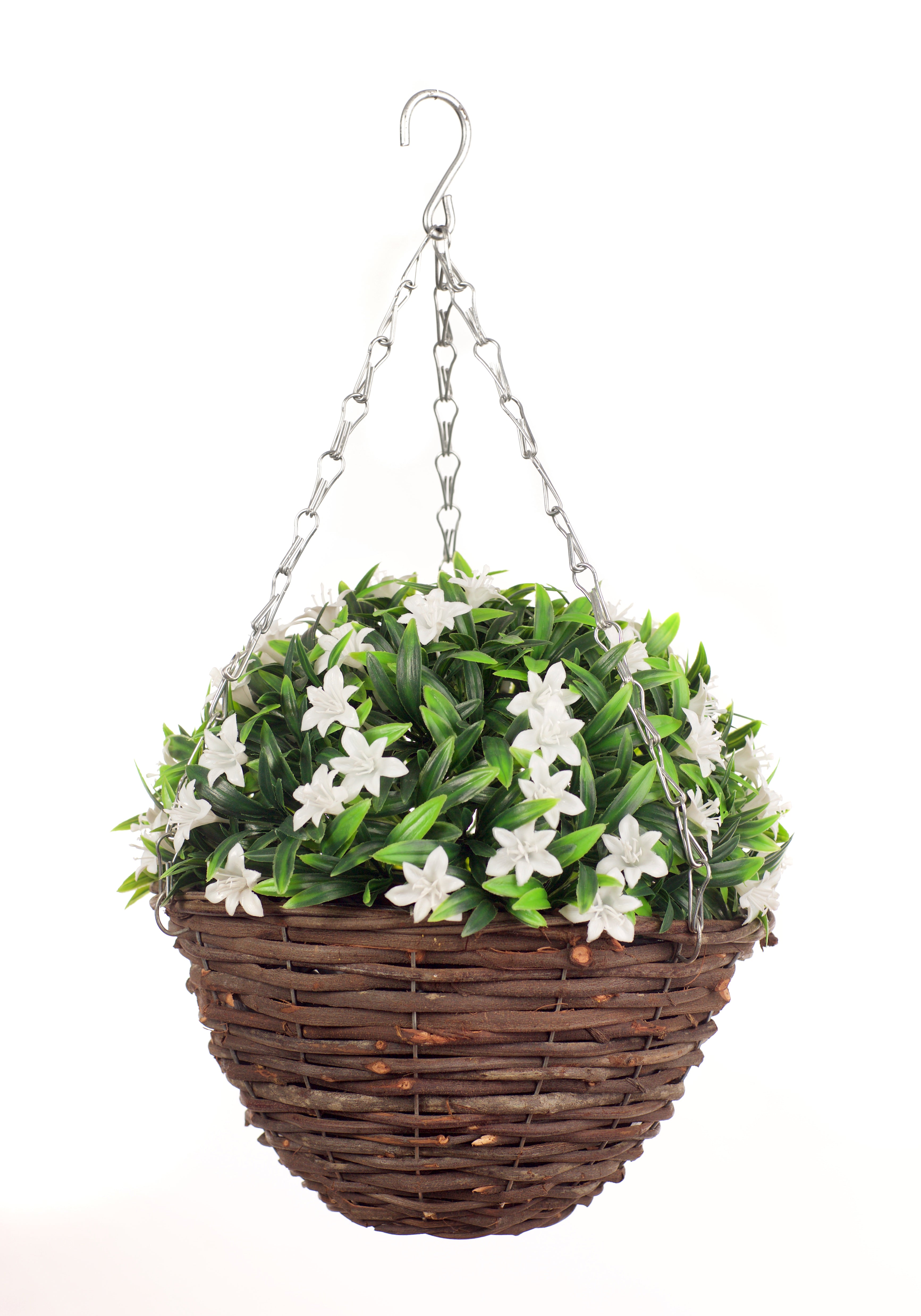 Best Artificial 28cm Lily Hanging Basket (White)